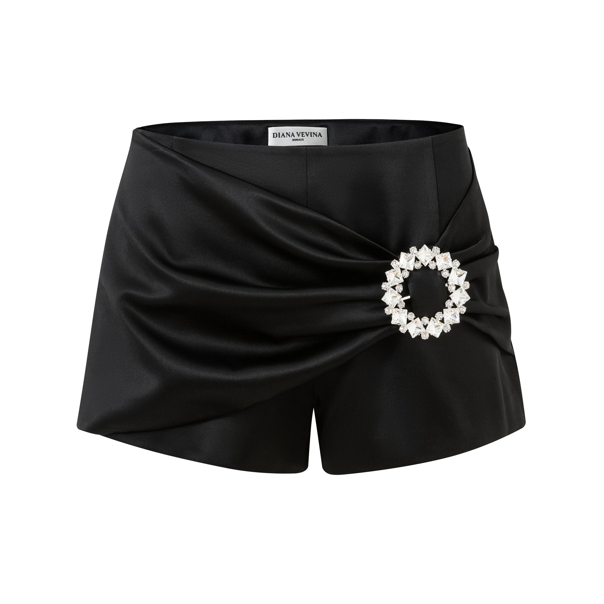 Acetate Faux Leather Bow Ribbon Button Shorts | MADAX