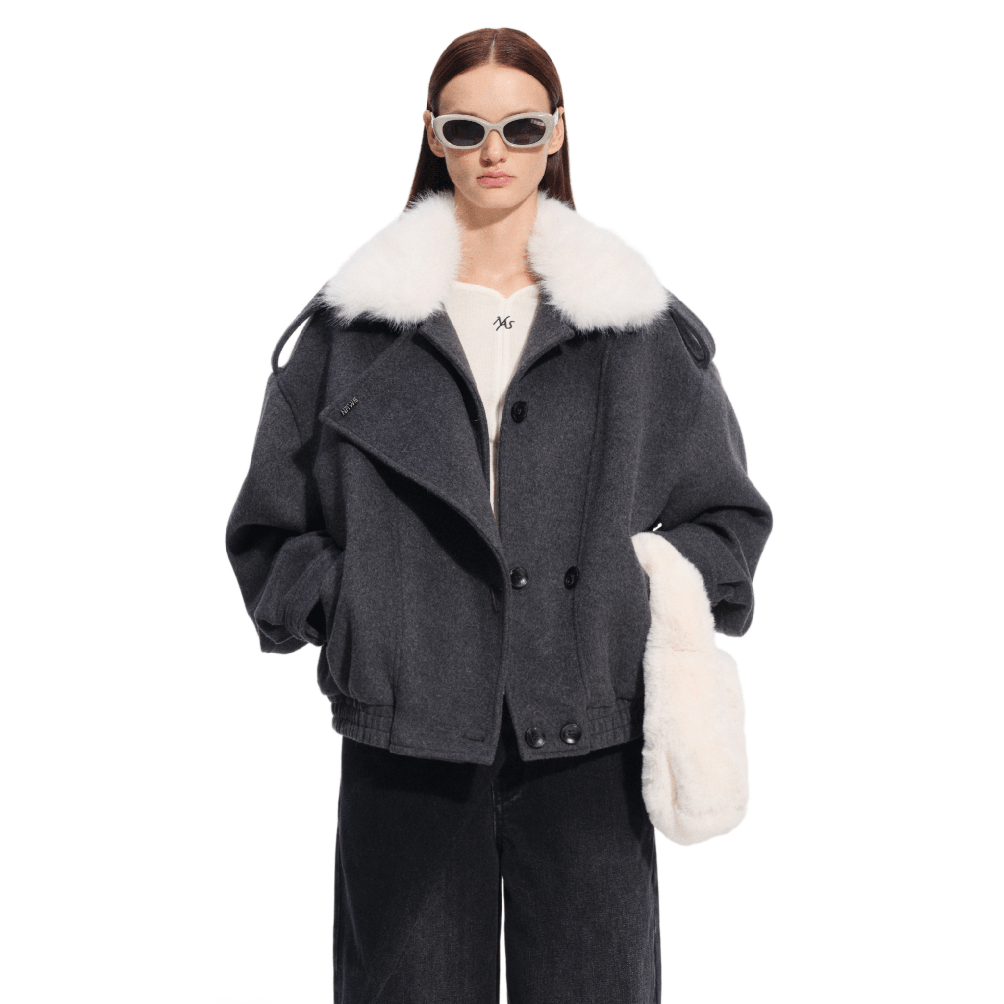 Aviator Wool Jacket in Botanical Grey | MADAX