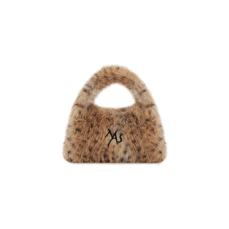 Beige Color Snow Black-night Furry Tote | MADAX