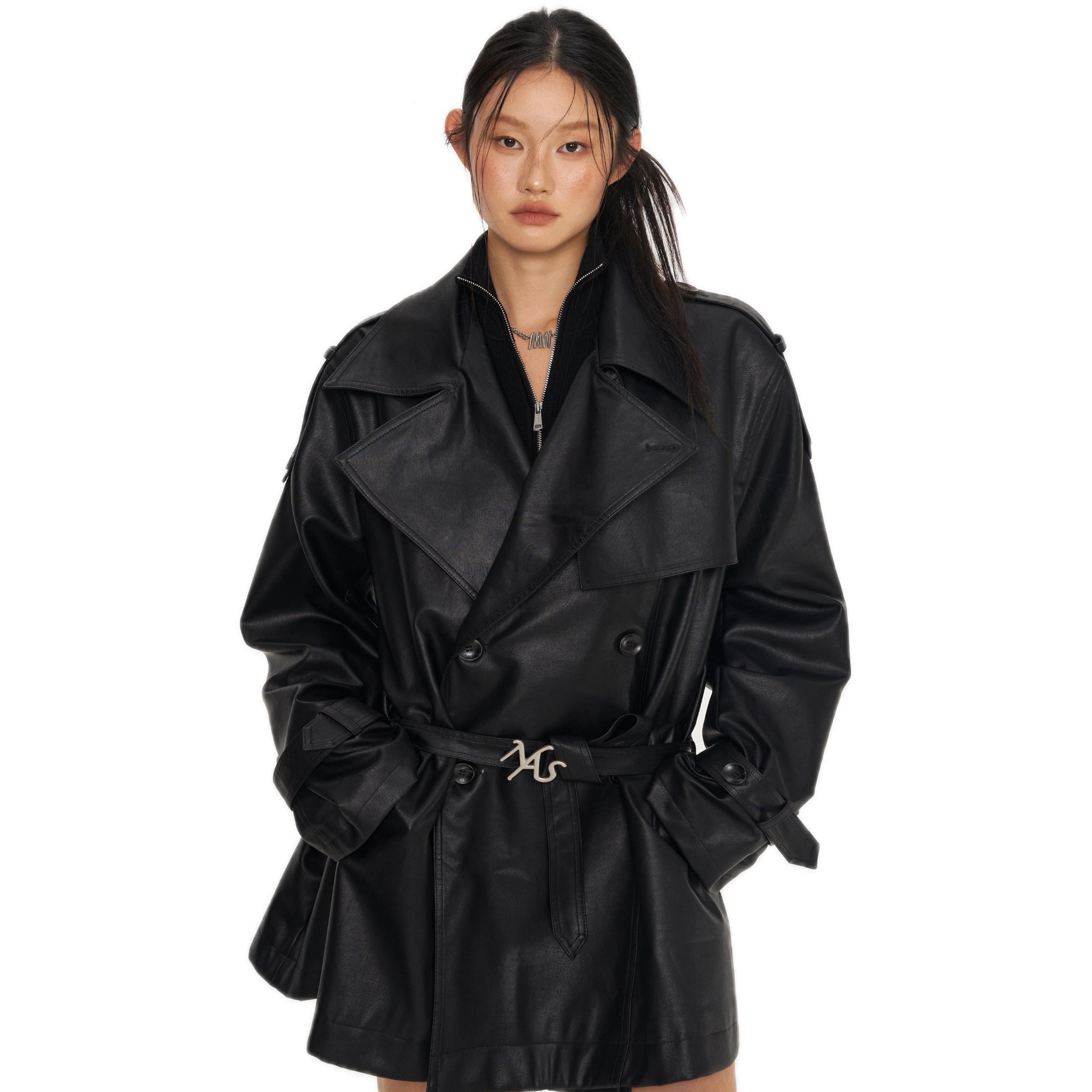 Black Emissary Leather Trenchcoat | MADAX