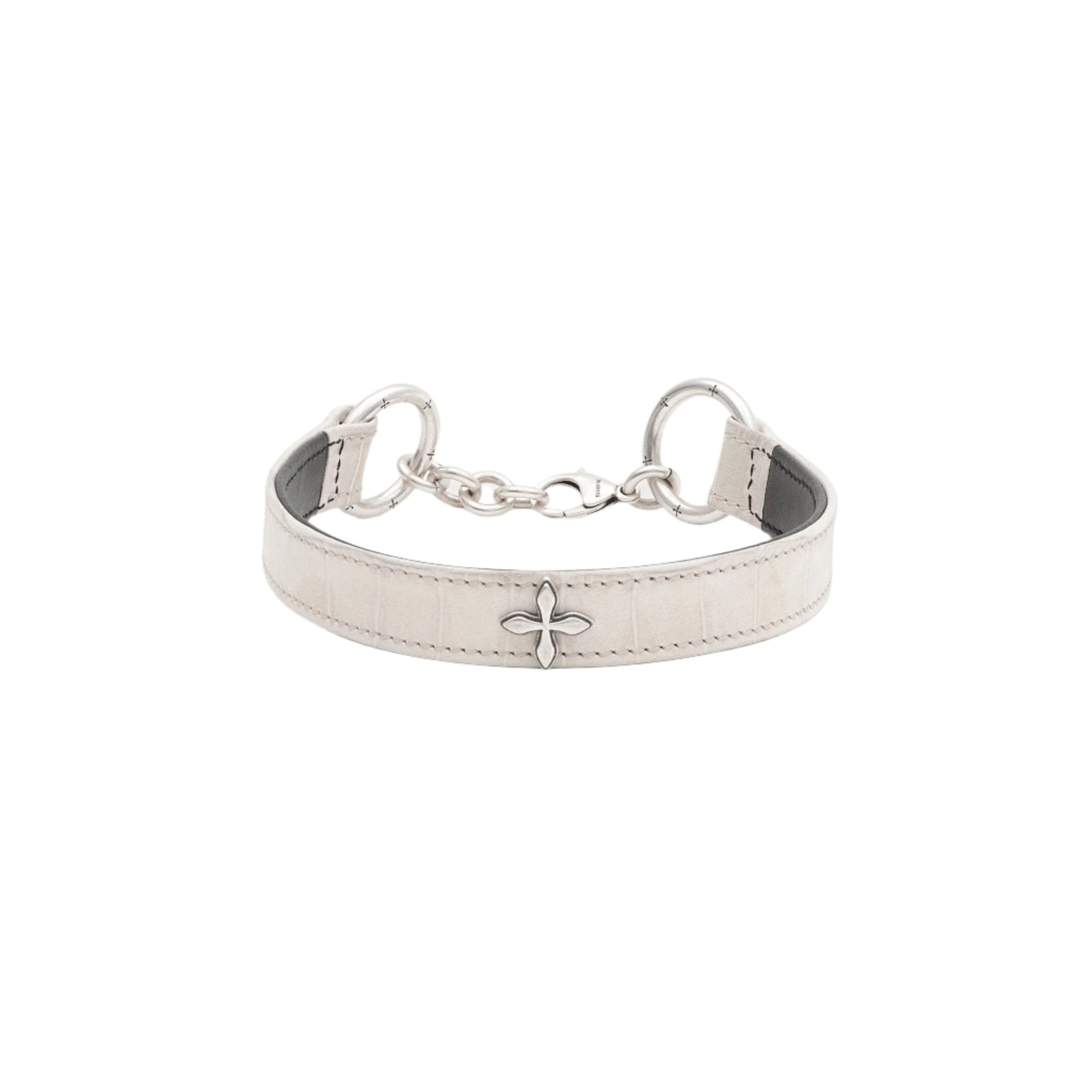 Compass Classic Crocodile Turtleneck Choker In White Crocodile | MADAX