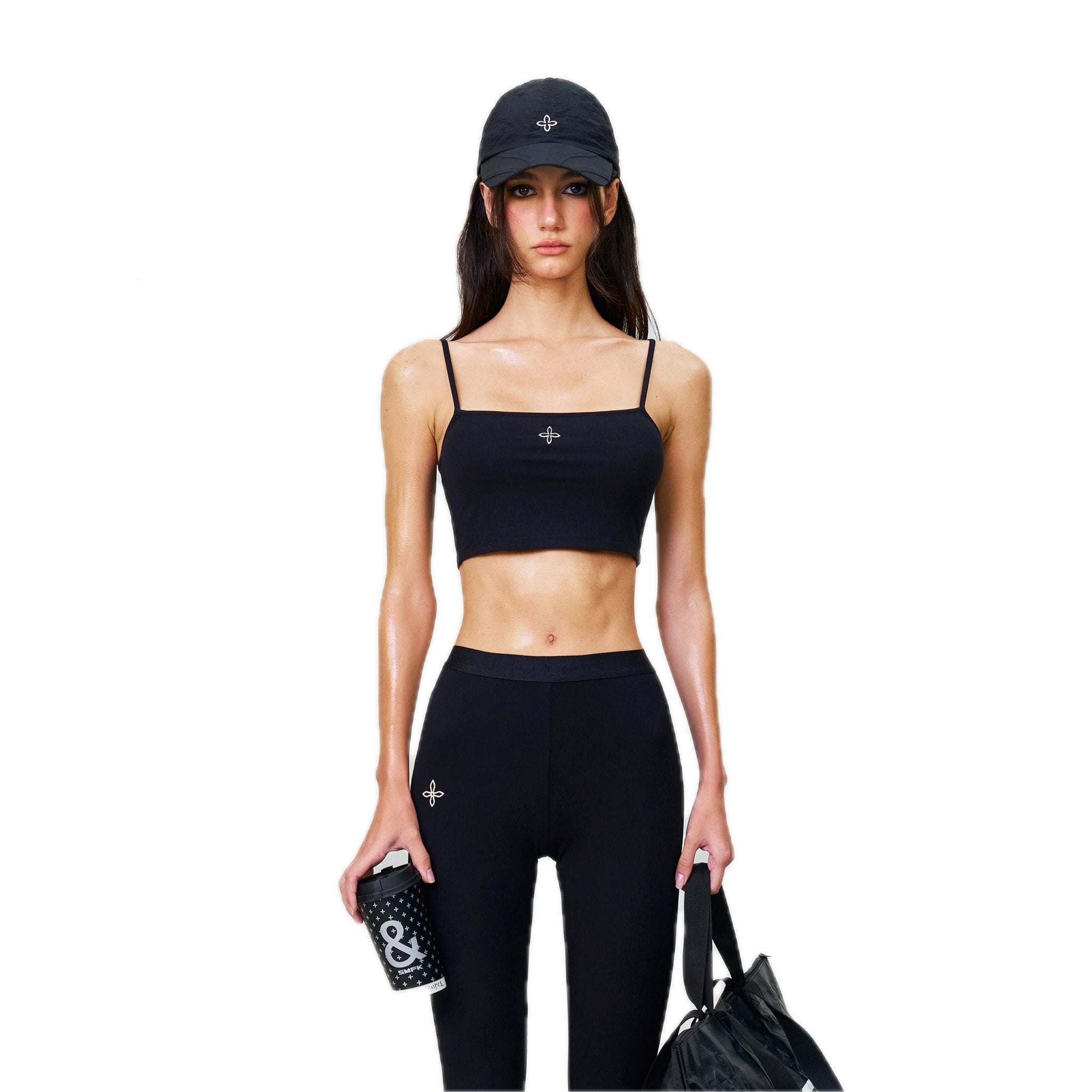 Compass Hug Ultra-Short Sports Strap Top Black | MADAX