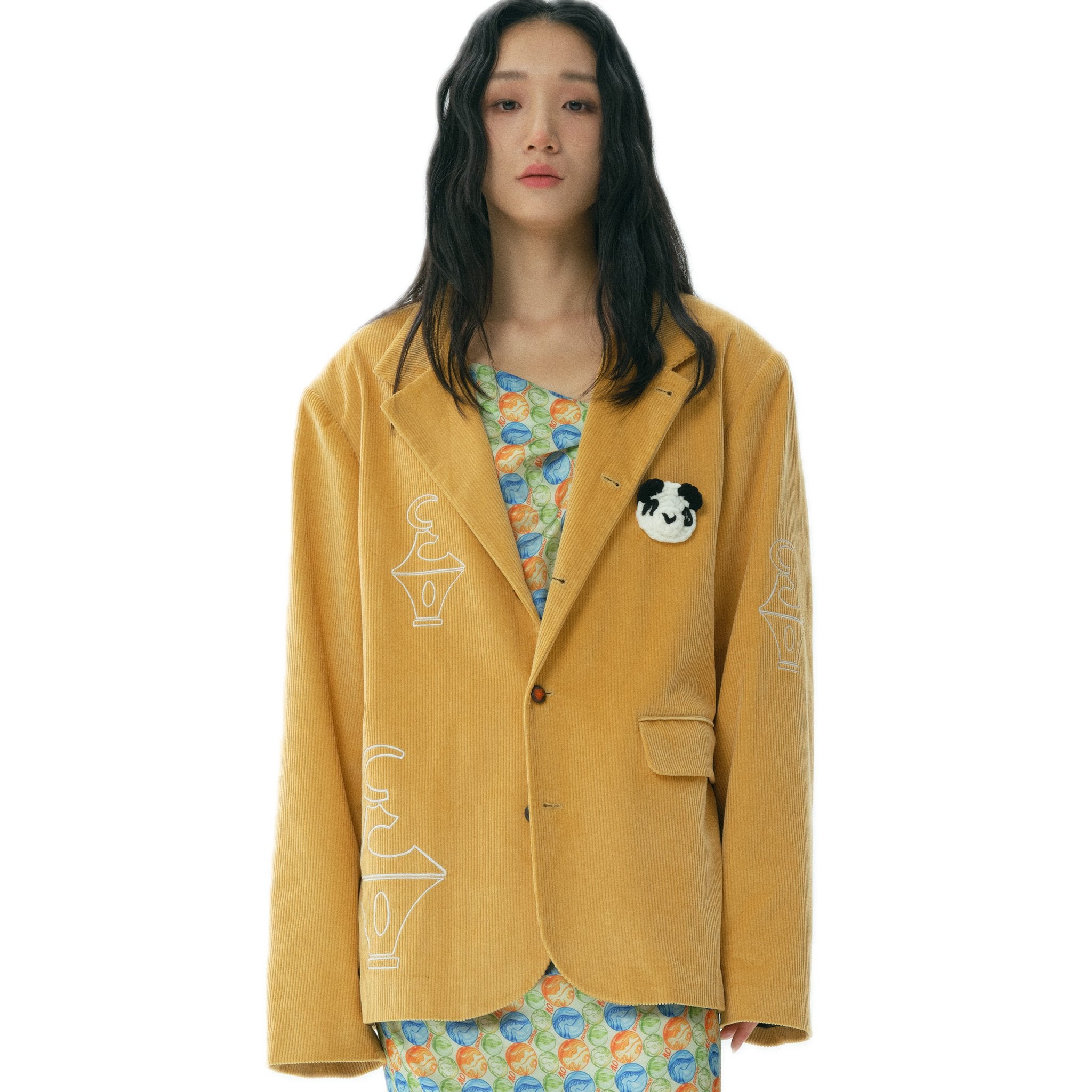 Embroidered Corduroy Jacket In Ginger | MADAX