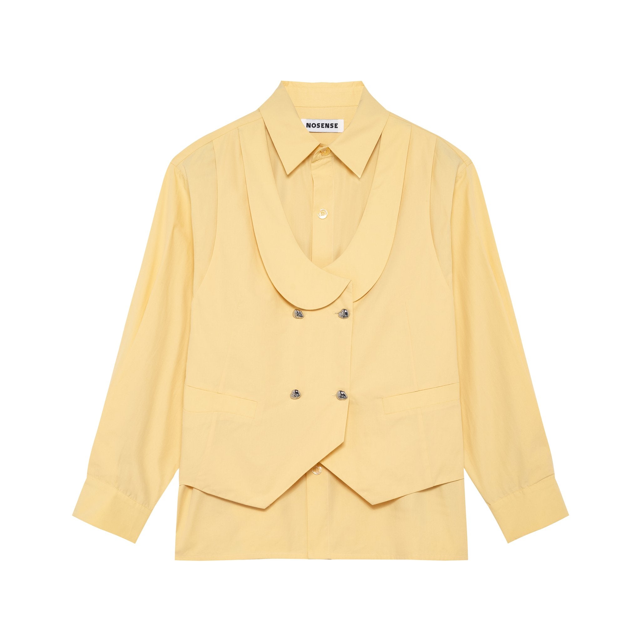 False Two Piece Long Sleeve Shirt In Yellow | MADAX