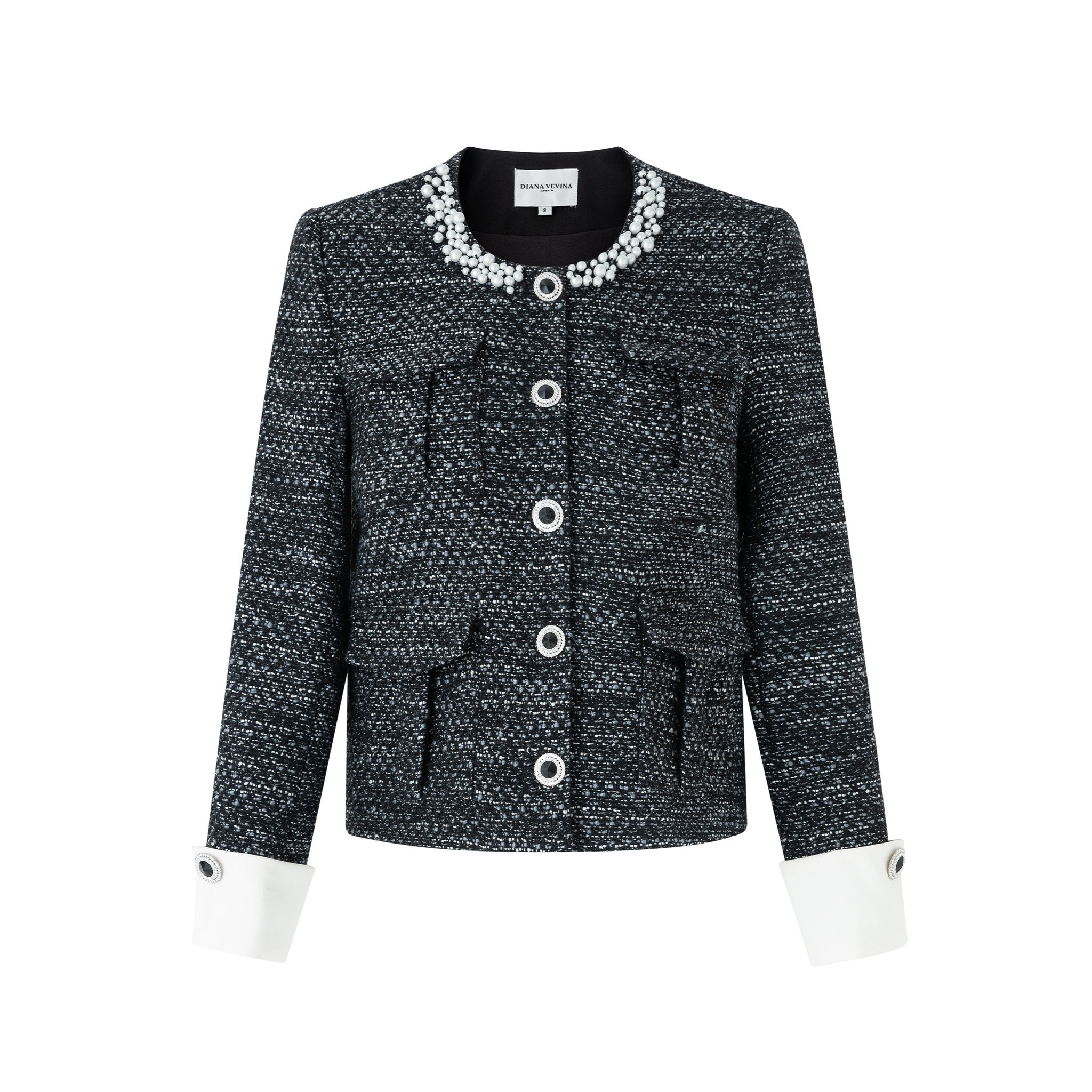 Silver Cat's Eye Beaded Button Coat | MADAX
