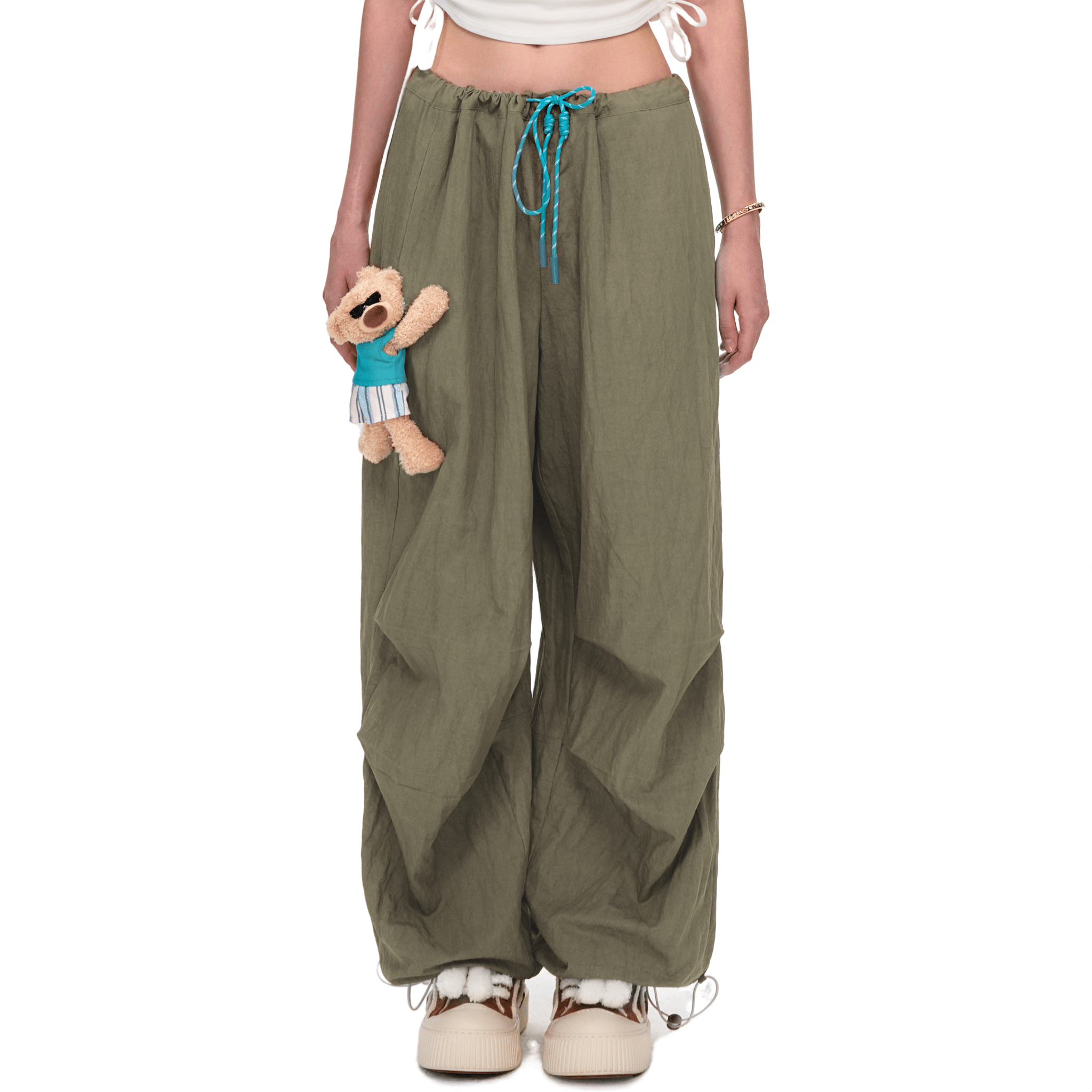 Summer Fun Series Wide Leg Umbrella Pants in Green | MADAX