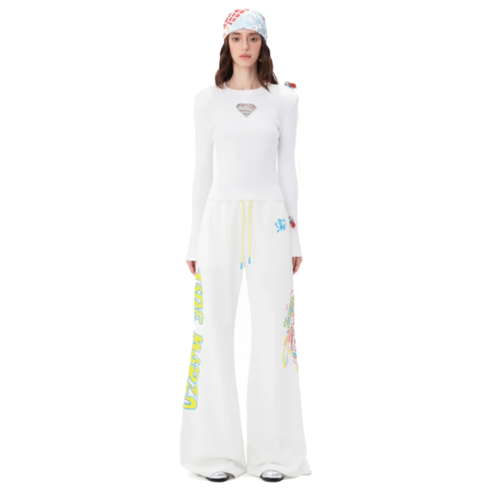 Superman Bear Sweatpants in White | MADAX