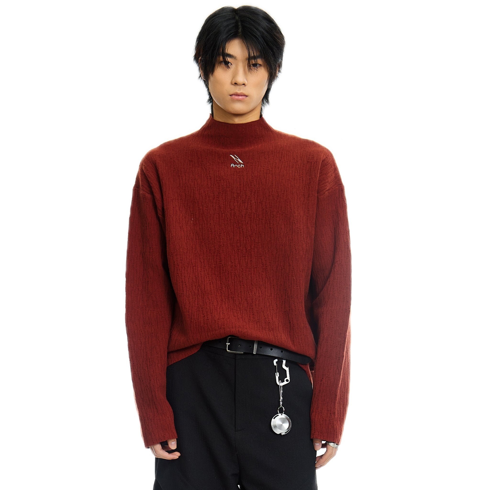 Texture turtleneck Knitwear in Red | MADAX