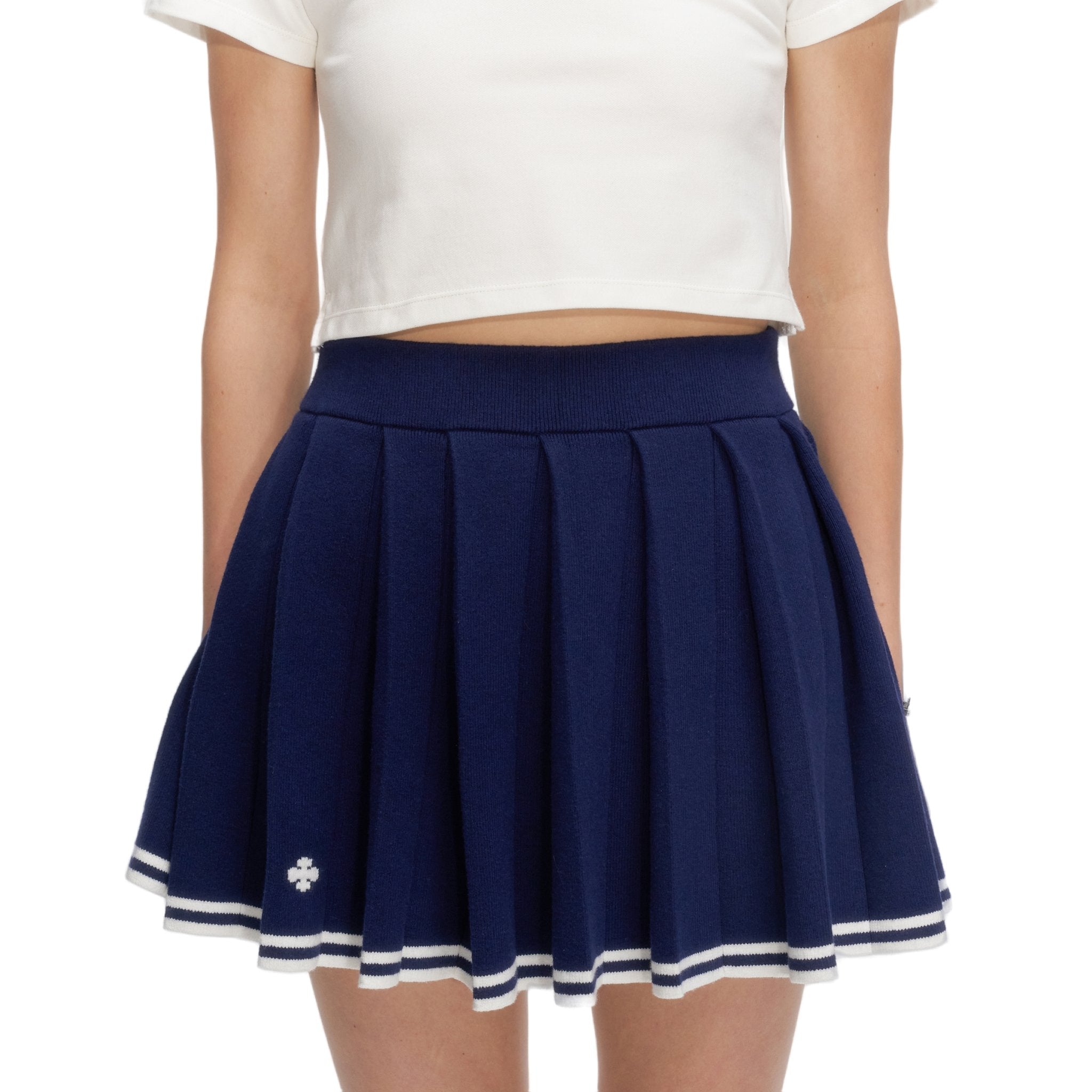Compass Academy Navy Cashmere Pleated Skirt | MADAX