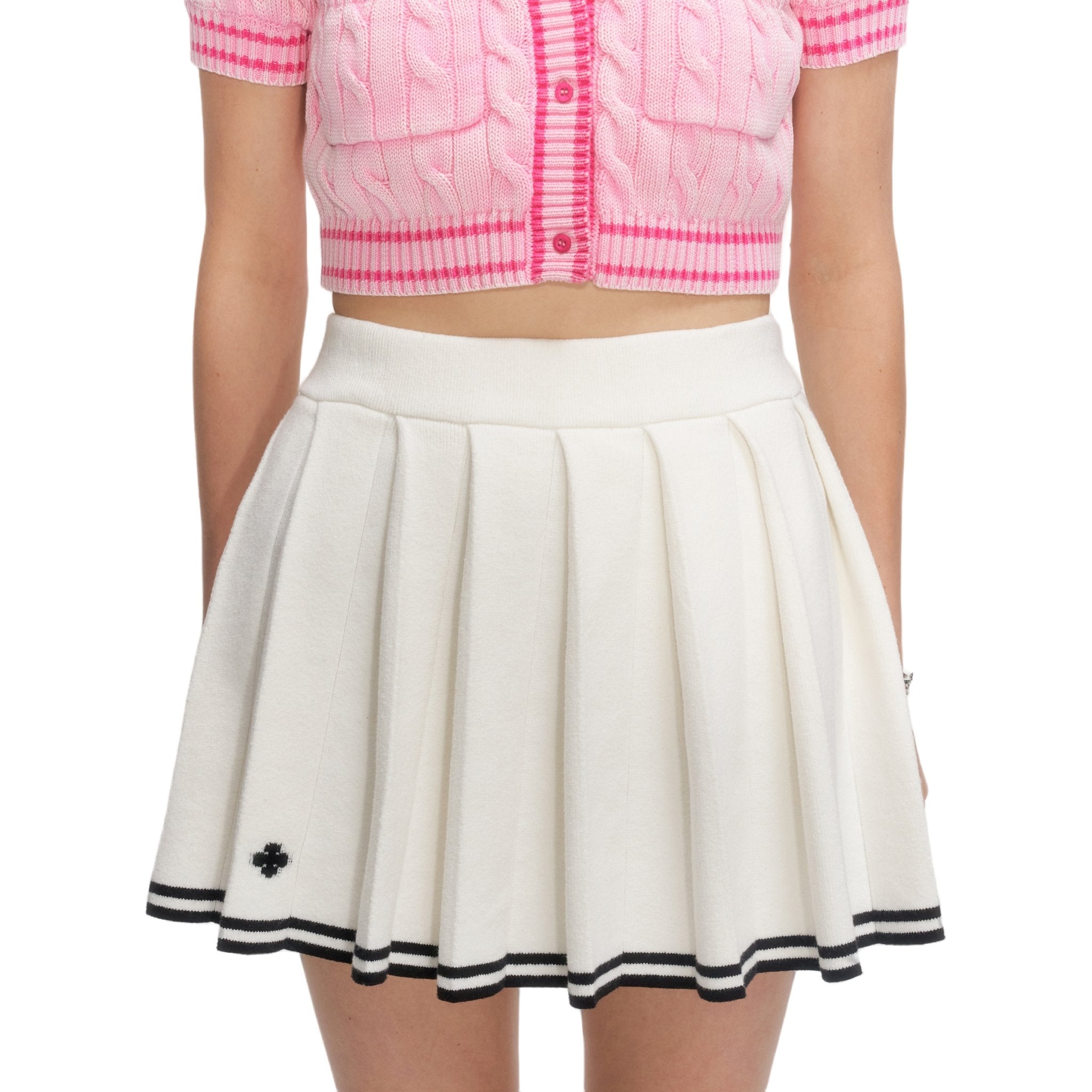 Compass Academy White Cashmere Pleated Skirt | MADAX