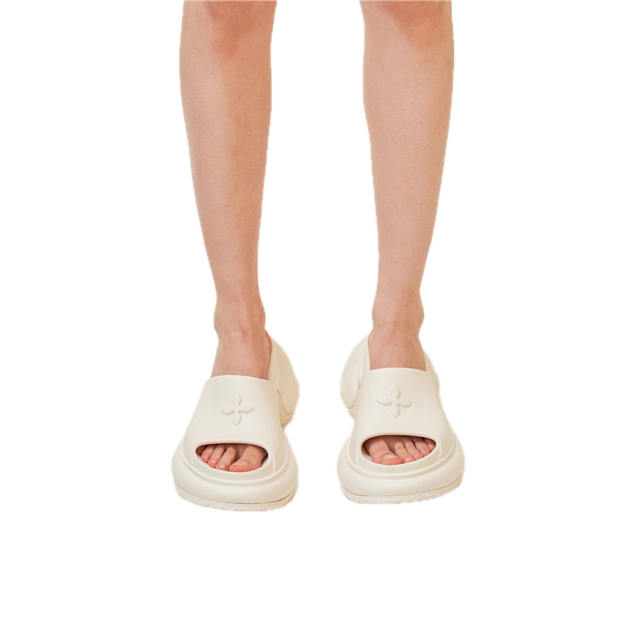 Compass Wave High-Heel Bumper Sandal In White | MADAX