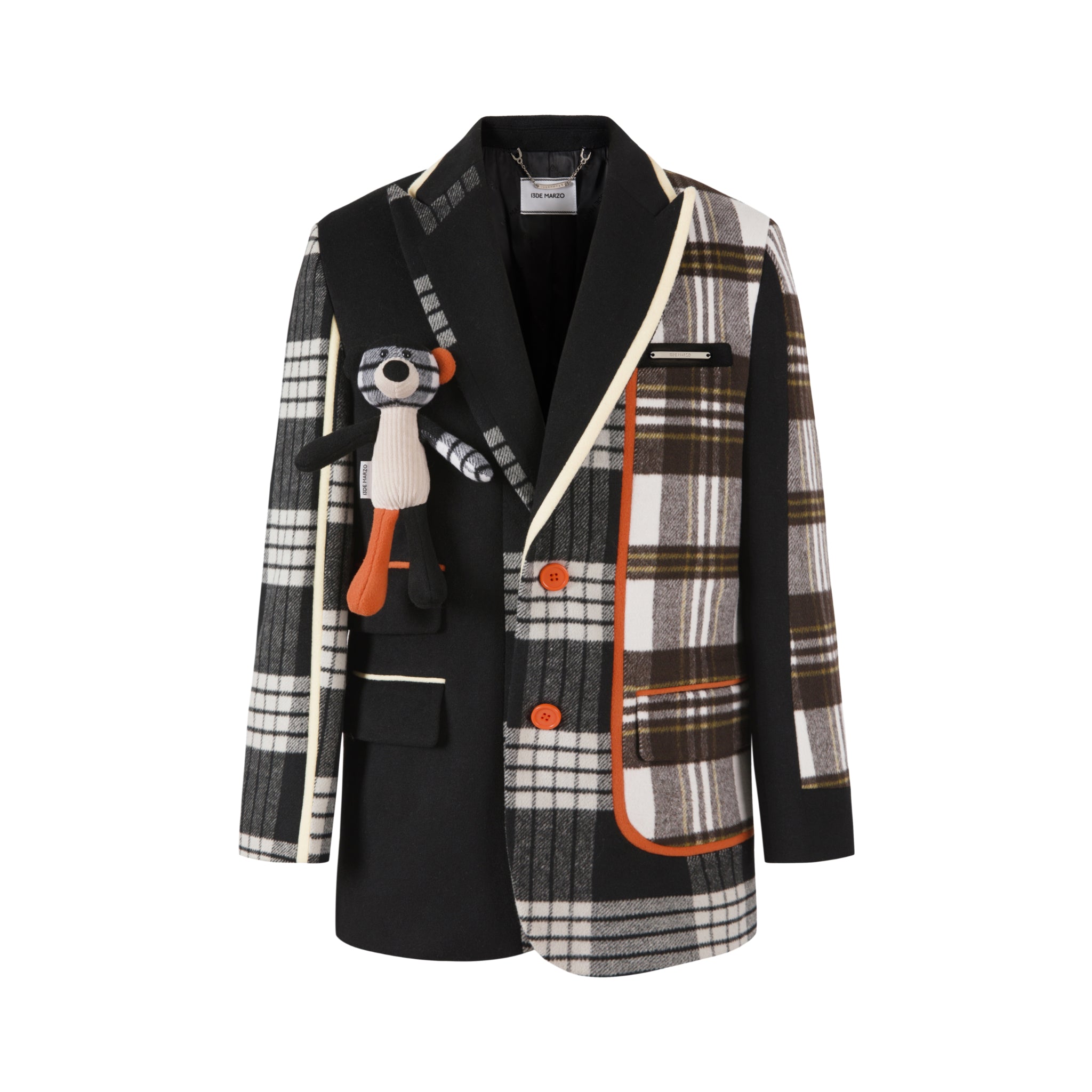 Retro Checkered Patchwork Tweed Blazer | MADAX